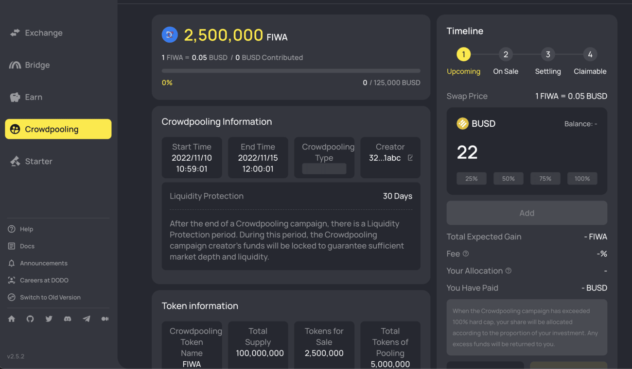 Participate in DeFiWall (FIWA) IDO on DODO - DappBay