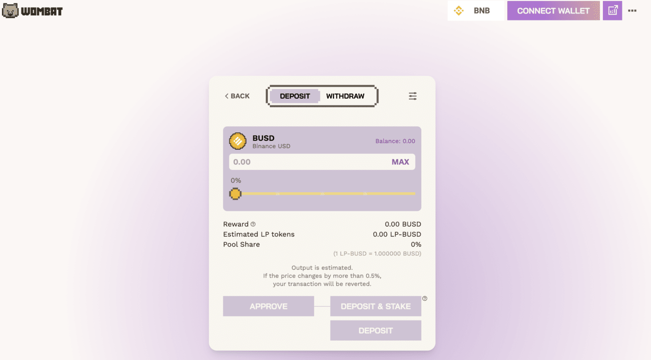 Provide Liquidity in BUSD and Earn WOM on Wombat - DappBay