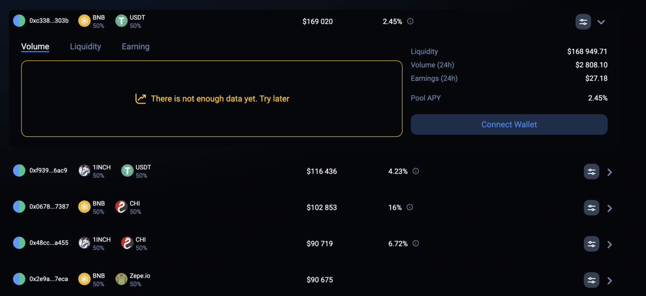 Provide Liquidity for BNB-USDT and Earn on 1Inch - DappBay